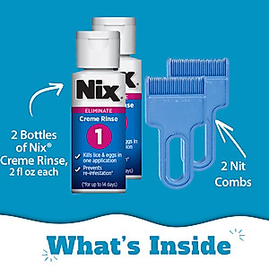 Nix Lice Killing Creme Rinse Extra Strength Family Pack, 2 Creme Rinse, 2 fl oz bottles & 2 Lice Combs
