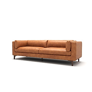 Valencia Mary Leather Couch 93" | Top Grain Nappa 11000 Leather Wide Seat, Solid Wood Frame, Plush Cushioning, Top-Stitched French Seams, Saddle Tan