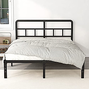 DiaOutro 14 Inch Queen Bed Frame with Headboard No Box Spring Needed, Heavy Duty Metal Queen Size Platform with Steel Slat, Mattress Foundation, Easy Assembly, Noise Free, Black