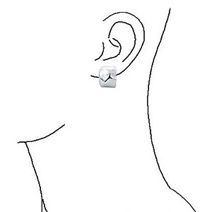 Geometric Hammered Dome Half Hoop Clip On Earrings For Women Non Pierced Ears Polished Silver Plated Brass