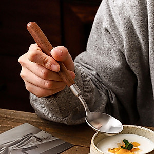 BILKAR Solid Wood Walnut Handle Stainless Steel Steak Knife and Fork Western Food Knife and Fork Dessert Cutlery Set