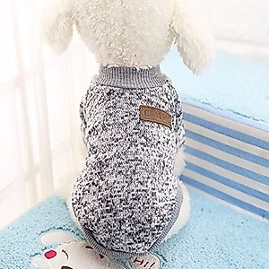 Idepet Pet Dog Classic Sweater Sweatshirt, Soft Fleece Coat for Small,Medium Dog,Warm Pet Dog Cat Clothes,Soft Puppy Customes 2 Color (S, Grey)