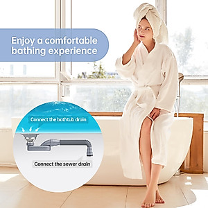 Oblectatio Low Profile Flexible Bathtub Shower Drain Pipe Kit - Flat P Trap for Freestanding Tub, 1 1/2 or 1 1/4 Inch, Gray