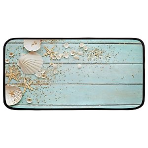 Beach Kitchen Mat, Sea Ocean Seashell Starfish Kitchen Rug Anti Fatigue Memory Foam Floor Mat Non-Slip Cushioned Absorbent Kitchen Runner for Bathroom Entryway Hallway Farmhouse Dining Room 39x20 in