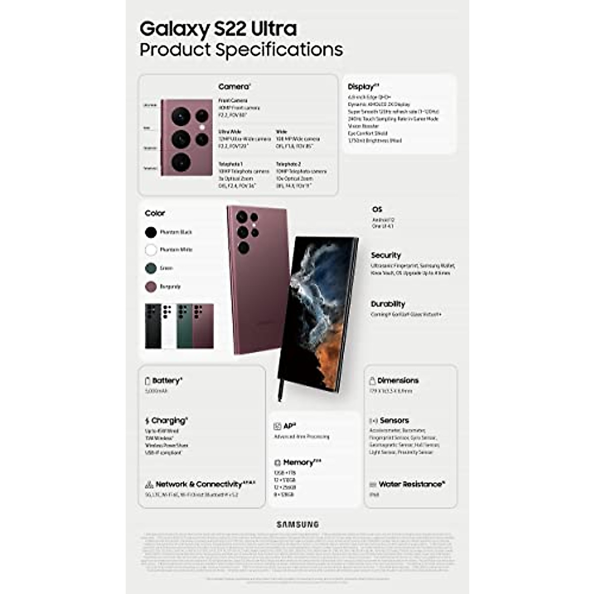 SAMSUNG Galaxy S22 Ultra 5G 128GB Black-Verizon (Renewed)