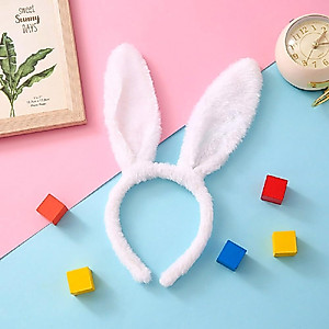 LKQBBSZ Bunny Headband Easter Bunny Ears Hairbands Plush White Headband for Easter Party Favor Decorations Party