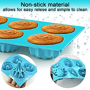 Mity rain Mini Cake Pan - Silicone Fluted Tube Cake Pans European Grade Non Stick Fancy Molds for jello, Cupcake, Doughnut Donut, Cornbread, Brownie (Set of 3)