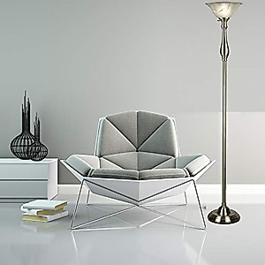 LIGHTACCENTS Royal Floor Lamp with Brushed Nickel Finish and White Alabaster Glass Shade Model 16176-25 - Stand Up Lamp for Living Room - Transitional Standing Torchiere 72" Tall (Brushed Nickel)