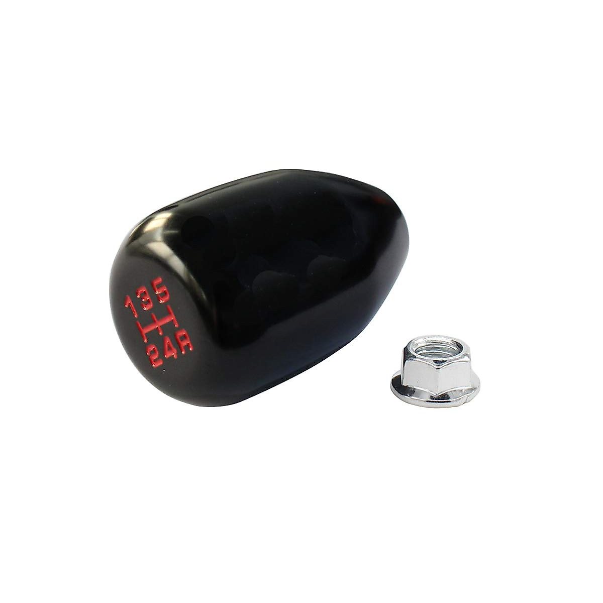 XtremeAmazing Black/Red Stitching Suede Manual Shifter Shift Boot Knob Cover + 5 Speed Manual Shift Knob with M10x1.5 Screw Nuts Adapter for JDM Honda Acura