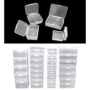 Pcxino 40 Pack 4 Size Small Clear Storage Box,Clear Plastic Beads Storage Containers Box with Hinged Lid for Small Items and Craft Projects