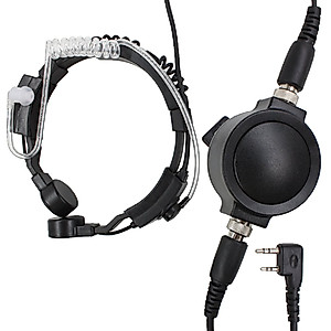 KENMAX® Military Tactical IP54 Waterproof Big PTT Telescopic Throat Mic Earpiece Headset for Walkie Talkie CB Ham Radio Baofeng UV-89 BF-388A Kenwood TK-2400V4P TK-3402I16P