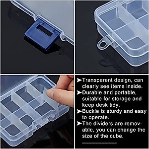 NBEADS 10 Pack 8 Grids Plastic Organizer Box, Clear Plastic Jewelry Dividers Box Organizer Mini Tackle Boxes Jewelry Storage Container for Beads Small Items Findings Storage, 2.7x4.7x0.89
