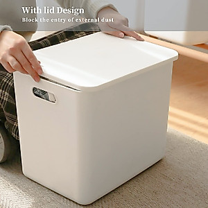 Yishyfier Plastic Storage Baskets Bins Boxes With Lids,Organizing Container White Storage Organizer Bins For Shelves Drawers Desktop Playroom Classroom Office,6-Pack(4XL+2L)