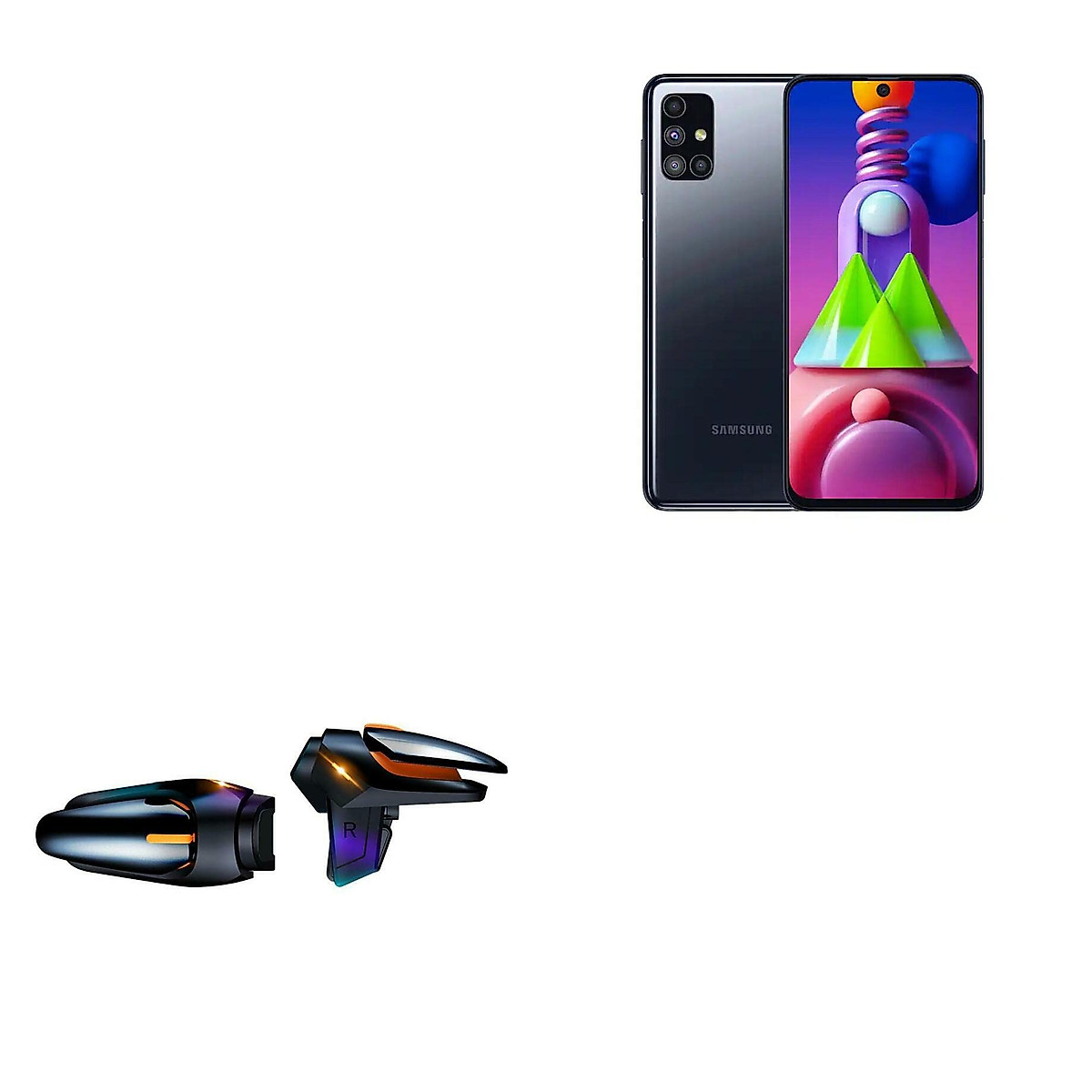 BoxWave Gaming Gear Compatible with Samsung Galaxy M42 - Touchscreen QuickTrigger Auto, Trigger Buttons Autofire Gaming Mobile FPS - Jet Black