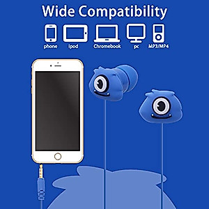 DTMNEP Kids Earbuds with Storage Case for Back to School, Earbuds for Kids in-Ear Headphones of Electronics Wired 3.5mm with Mic Microphone, Lovely Gifts for School Girls and Boys (Blue-Monster)