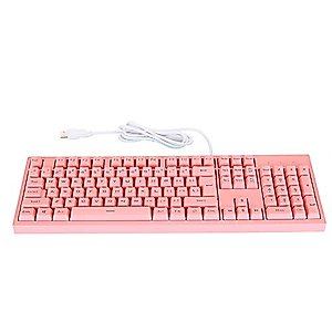 Shanrya Gaming Keyboard, PC Keyboard, Wear Resistance USB Interface Plug & Play for PC Laptop Computer Accessory Office Home(Pink)