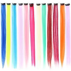 LALAFINA 48 Pcs Hair Extension Clip One-piece Hair Clip Long Hair Clip Seamless Hair Clip Colorful Hair Clip