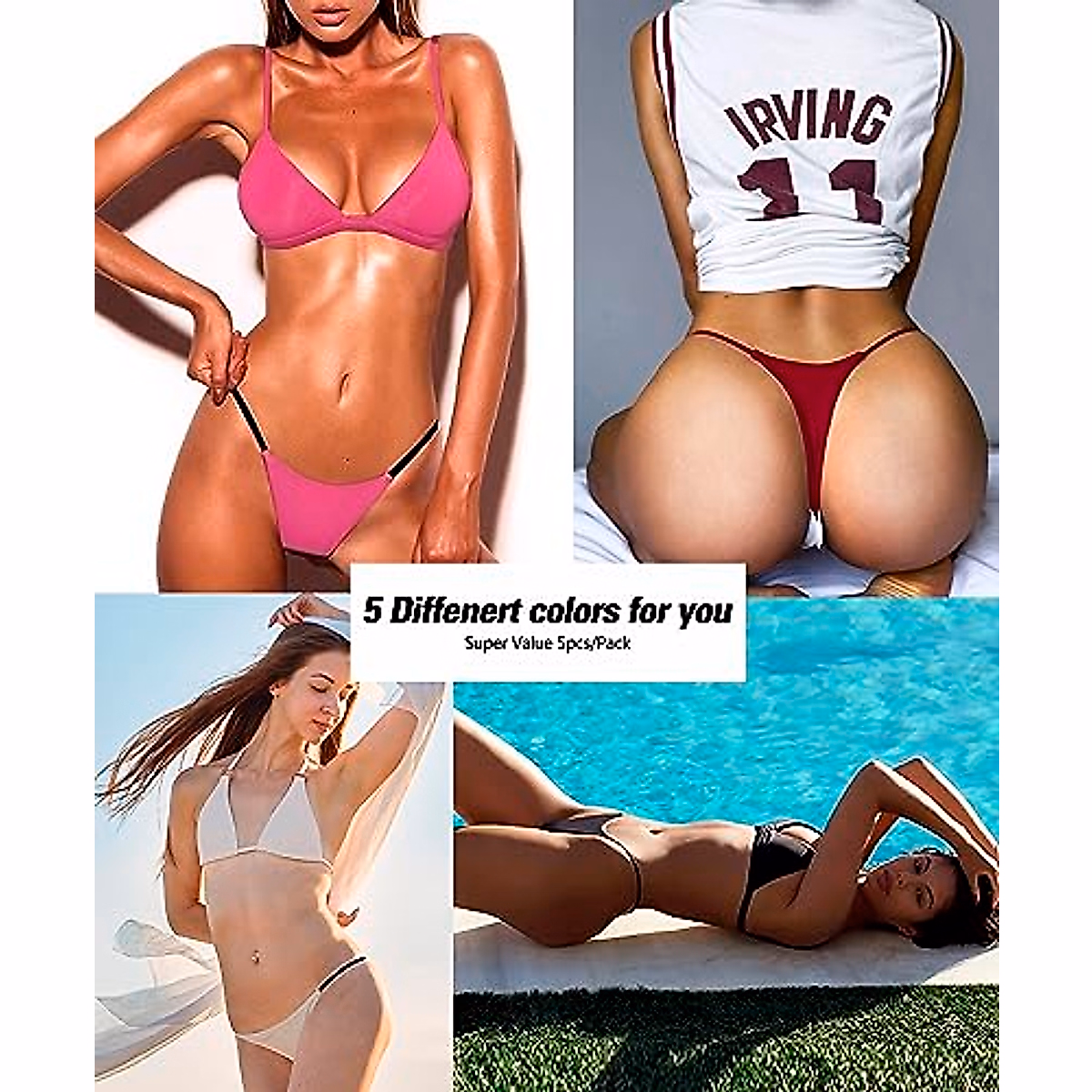 Doslinker G String Thongs for Women,Cotton Sexy Cheeky Panties T-back Tangas Low Rise Hispter Underwear for Women S-XL