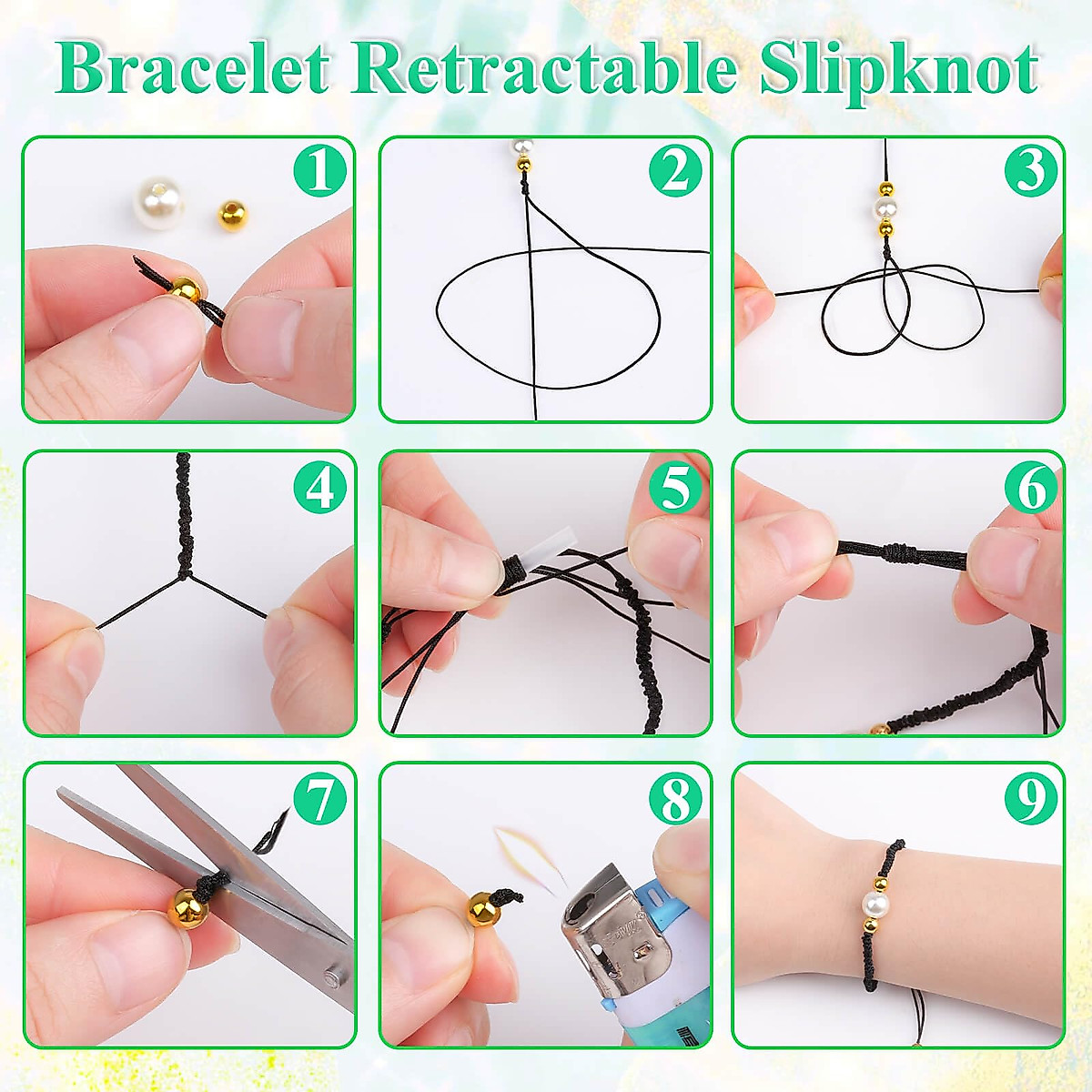 Black Nylon String, Anezus 0.8mm Nylon Thread Chinese Knotting Cord Tarred Twine Outdoor String for Braided Bracelets, Beading, Necklaces, Macrame Craft, Wind Chime, Blinds, Jewelry Making