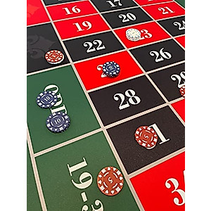 The Gaming Mat Company Roulette Table Mat for Casino Home Game Nights- Deluxe Vegas Roulette Table 35.5" x 71" x 0.12"- Big Mats Smooth Fabric Topper- Space for A Roulette Wheel- Double & Single Zero