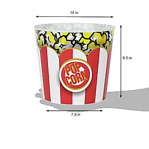 Movie Theater Popcorn Buckets Set - Wabash Valley Farms Red and White Popcorn Tub Set, Perfect for Movie Theater Decor, Outdoor Movie Night Supplies, and Movie Night Gift Baskets (1 Jumbo and 5 Small)