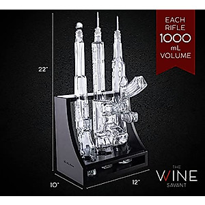3 Gun Whiskey Decanters Set AR15, AK47, & Rifle Gun Decanter Set 1000ml by The Wine Savant - Veteran Gifts, Home Bar, Gun Lover Gifts, Tik Tok Gun Decanter, Military Gifts
