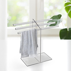FLCPJGV Hand Towel Holder, T Shape Towel Rack, Free Standing, Clear with Base, Bathroom Organizer Countertop Towel Stand