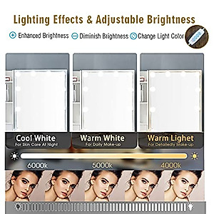 JBLCC Makeup Vanity with Lights Mirror, Makeup Table Set Vanity Mirror with Lights, Vanity Desk with Storage Shelves, Drawers, Modern Vanity Table for Bedroom White (41749)