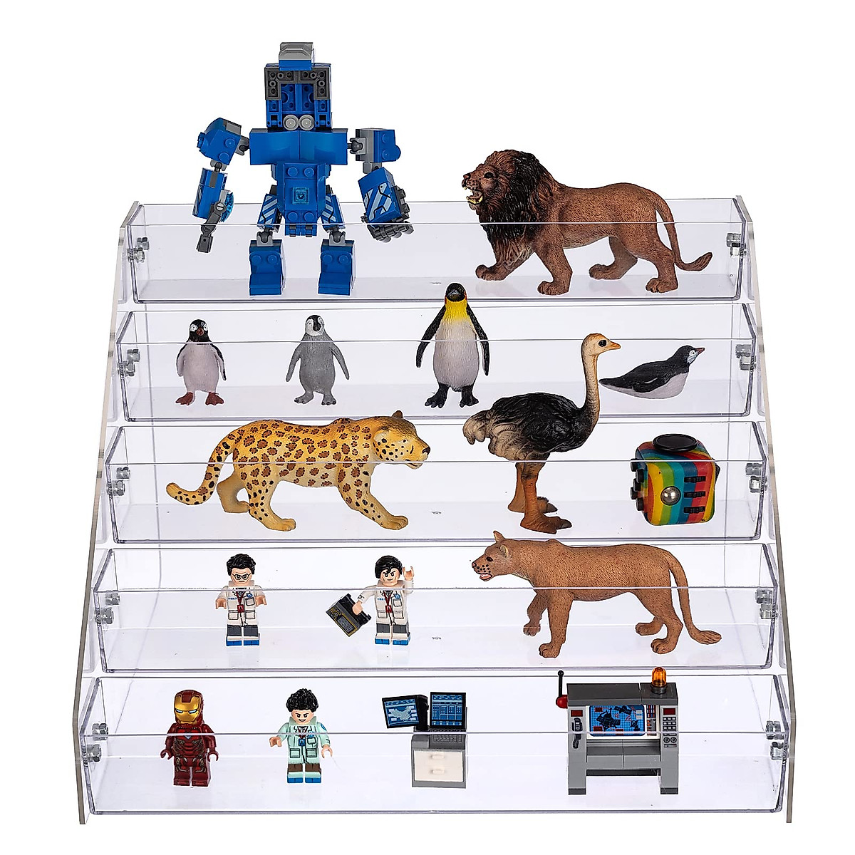 Kihor Tiered Spice Rack Acrylic, Spice Rack Shelf Seasoning Organizer for Countertop, Cabinet, Pantry, Kitchen Storage - 5 Tier