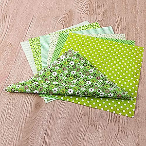 Healifty Cotton Cloth Craft Fabric Scraps 6pcs Cotton Craft Fabric Bundle Squares Patchwork Cloth for DIY Sewing Quilting Scrapbooking (Green) Felt Sewing Squares Quilting Precut Squares