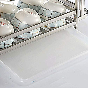 PDGJG 2 Tier Thicken Stainless Steel Dish Drying Rack Kitchen Shelf Basket Plated Kitchen Knife Sink Dish Drainer Drying Rack Organizer