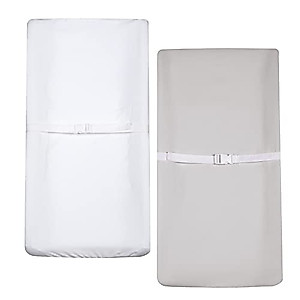 PHF Baby Changing Pad Covers for Boys Girls, 2 Pack Ultra Soft Breathable Microfiber Changing Pad Table Sheets for Most Baby Changing Pads, White & Light Grey
