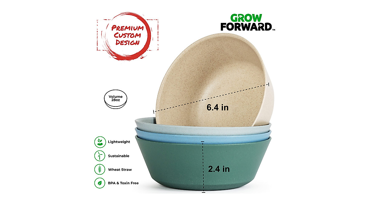 Grow Forward Unbreakable Wheat Straw Plates & Bowls - Eco-Friendly ...