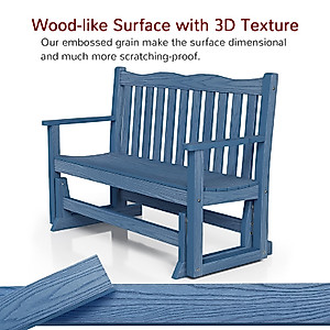Stoog Outdoor Glider Bench, All-Weather HIPS 2 Person Outdoor Glider with 800 lbs Weight Capacity, Never Fade or Rot, Glider Bench for Outside Patio, Blue