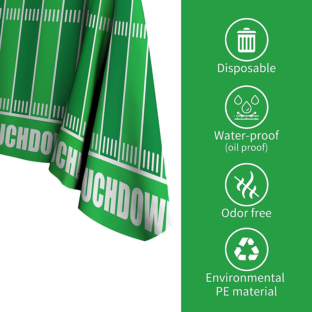 Gatherfun Football Theme Party Disposable Tablecloth Plastic Touchdown Table Cover for Birthday Party Football Party Games Decoration 54 X 108Inch 3 Pack