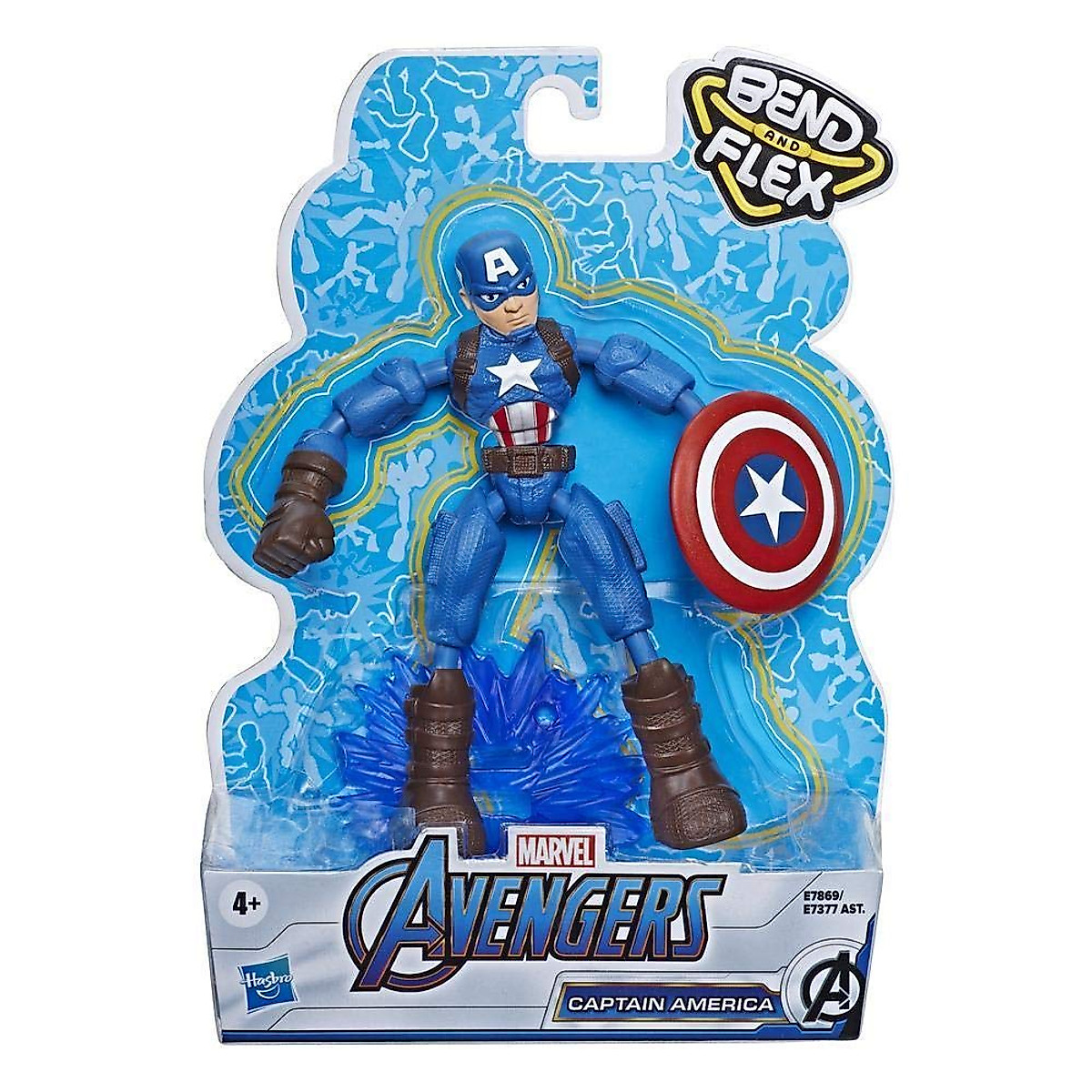 Avengers Marvel Bend and Flex Action Figure Toy, 6-Inch Flexible Captain America Figure, Includes Blast Accessory, for Kids Ages 4 and Up