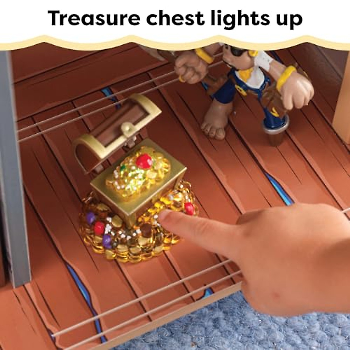 KidKraft Pirate's Cove Wooden Ship Play Set with Lights and Sounds, Pirates and 17-Piece Accessories, Gift for Ages 3+