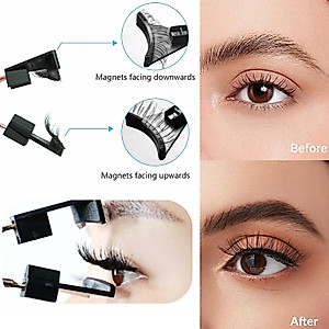 Dual Magnetic Eyelashes without Eyeliner or Glue Needed, Reusable Magnetic Eyelash Natural Look, False Eyelashes Magnetic, 4Pair Soft 3D Magnetic Lashes Kit with Applicator for Womens Easy to Wear