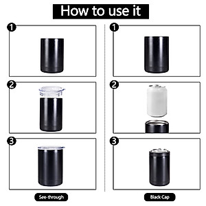 Can Cooler 3in x 4.25in Can Cooler insulated 3-in-1 Stainless Steel Beer Can Cooler universal (1pack)