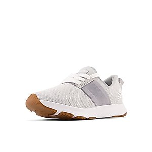 New Balance baby girls Dynasoft Nergize V3 Slip-on Running Shoe, Steel/Sea Salt, 2.5 Wide Little Kid US