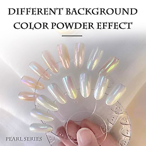 White Pearl Chrome Nail Powder,Mirror Effect Aurora Magic Pearlescent Nail Jewelry Glitter Powder Holographic Pigment, Symphony Mermaid Pearl Neon Ice Aurora Dust Nail Powder,DIY Nail Art Decorations