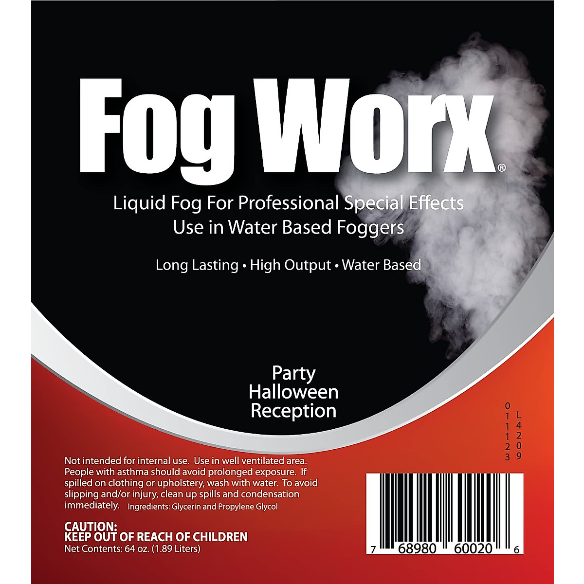 FogWorx Fog Juice - 1 Half Gallon of Premium Fog Fluid (64oz) - Medium Density, High Output, Long Lasting Fog Machine Fluid