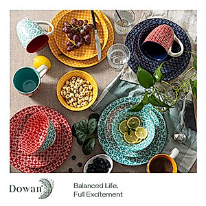 DOWAN Ceramic Dinnerware Sets, 16 Pieces Dish Set for 4, Decorative Plates and Bowls Sets, Porcelain Dinner Salad Plates, Mugs and Soup Bowls Set for Kitchen, Housewarming Gift
