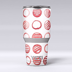 Design Skinz Red Striped Polka Dots - Skin Decal Vinyl Wrap Kit Compatible with The Yeti Rambler Cooler Tumbler Cups