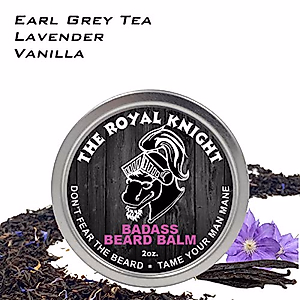 Badass Beard Care Beard Balm - The Royal Knight Scent, 2 oz - All Natural Ingredients, Keeps Beard and Mustache Full, Soft and Healthy, Reduce Itchy and Flaky Skin, Promote Healthy Growth