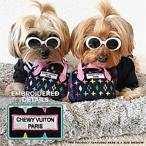Haute Diggity Dog Black Monogram Chewy Vuiton Handbag, Plush Designer Dog Toys with Interactive Squeaker, Stimulating Pet Enrichment, Machine-Washable & Safe Materials for All Breeds, Size Small