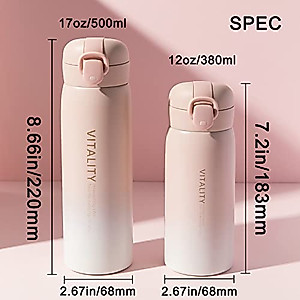 UPSTYLE Insulated Water Bottles one hand open Sweat Free Stainless Steel Flask Double Wall Tumblers Metal Vacuum Cups for School, Sports, Portable Mugs (17oz Ombre Black)
