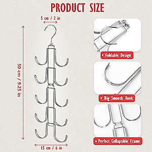 Purse Organizer for Closet, Upgraded Purse Hanger with 10 Big Hooks, 360 Degree Rotation for Better Organizer&Display, Collapsible Space Saving Hangers Rack for Handbag, Belt, Scarve, Tie