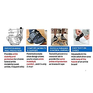 Ankle Roll Guard Armor1 (Left Foot) Ankle Support; Patented and Tested Alternative to an Ankle Brace for Ankle Roll Prevention, Ankle Support, Sprain Support; Good for Walking, Sports, Stroke