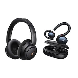 Soundcore by Anker, Sport X10 True Wireless Workout Earbuds, Rotatable Ear Hooks, Deep Bass, IPX7 Waterproof, Sweatproof, with Life Q30 Active Noise Cancelling Headphones, Hi-Res Sound